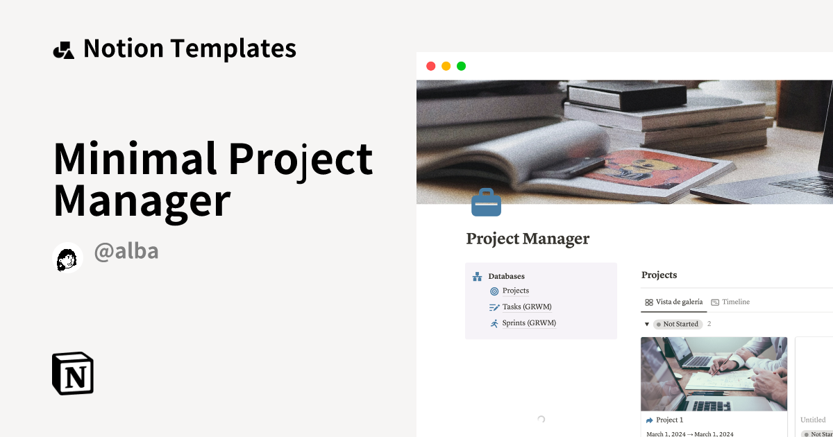 Minimal Project Manager Template | Notion Marketplace