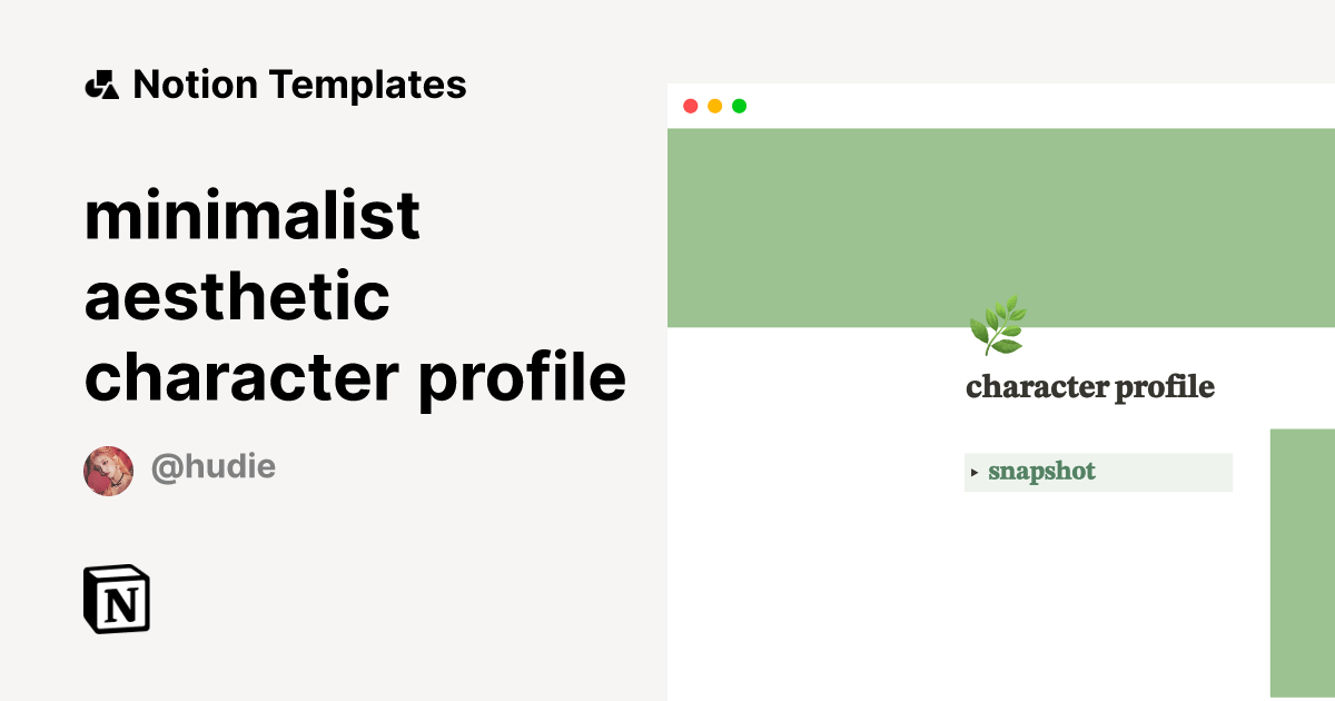 minimalist aesthetic character profile Template | Notion Marketplace