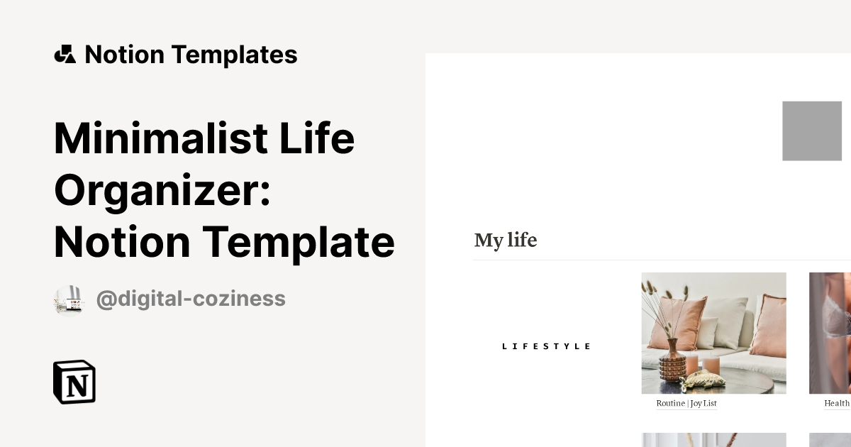Minimalist Life Organizer: Notion Template Template | Notion Marketplace