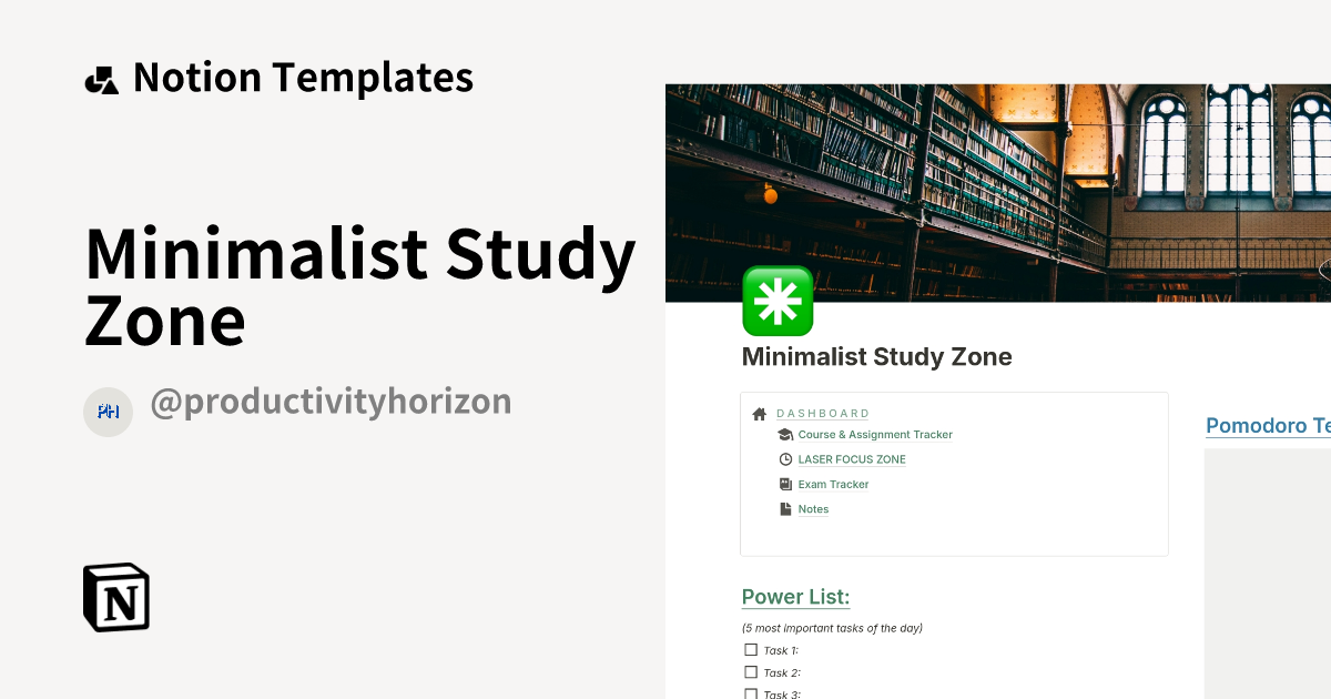 Minimalist Study Zone Template | Notion Marketplace