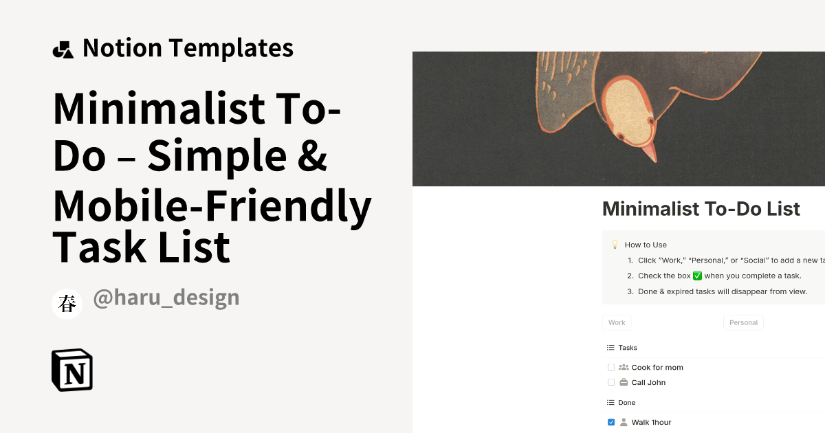 Minimalist To-Do – Simple & Mobile-Friendly Task List Template by Haru ...