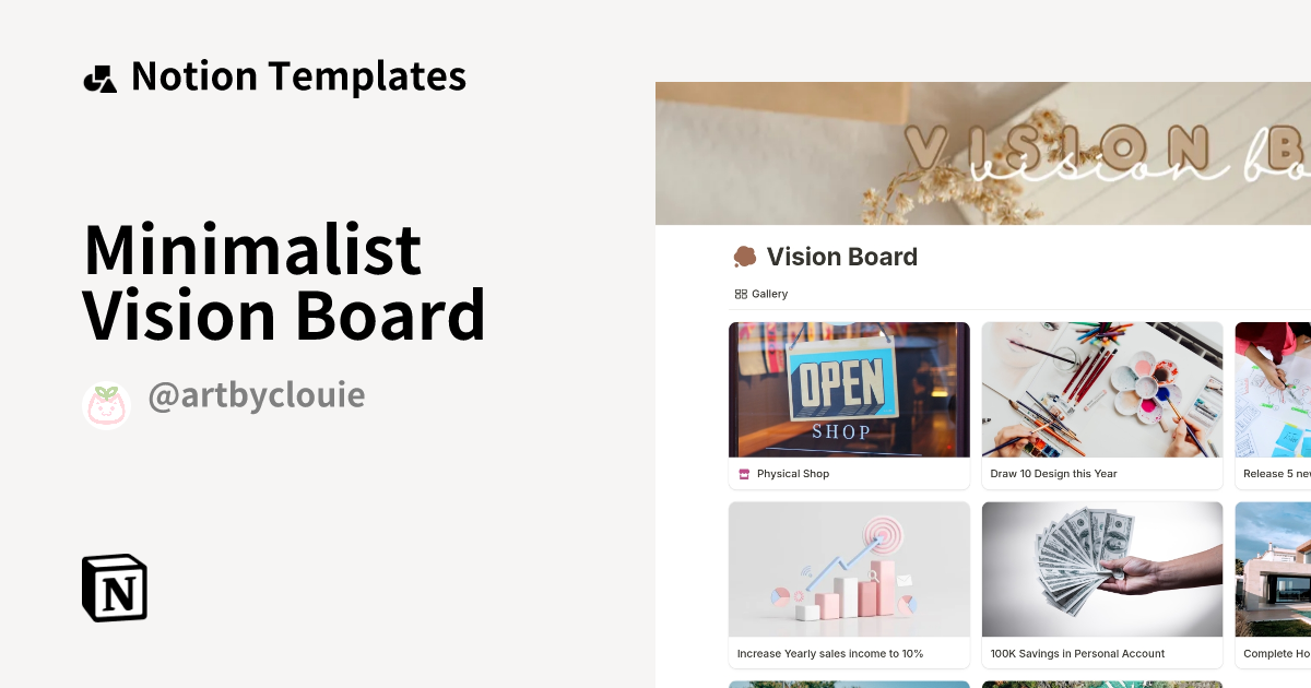 Minimalist Vision Board Template | Notion Marketplace