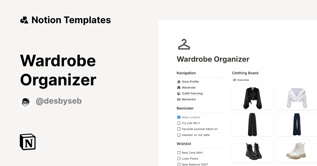 Wardrobe Organizer Template | Notion Marketplace