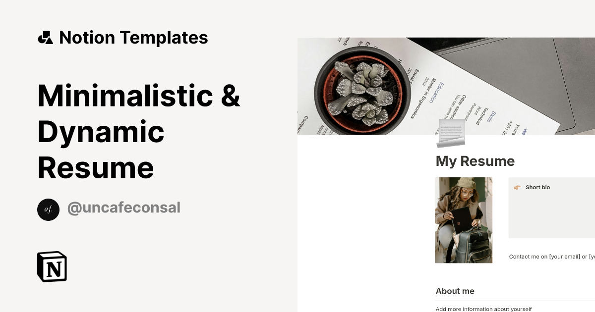 Minimalistic & Dynamic Resume Template | Notion Marketplace