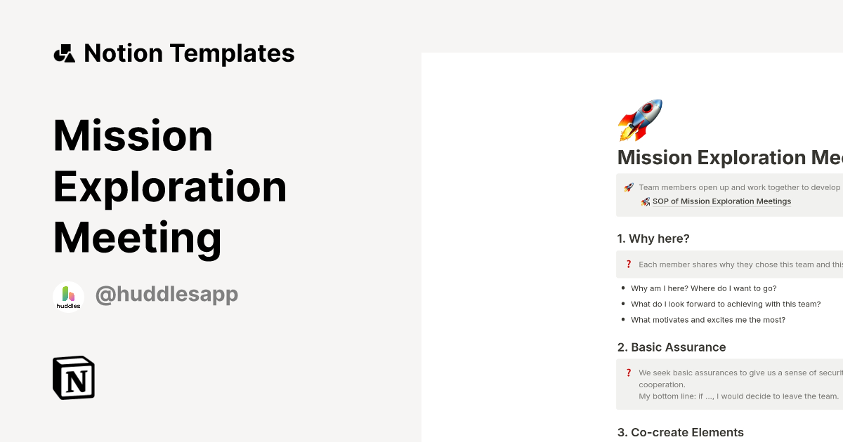 Mission Exploration Meeting Template by Huddles.app | Notion Marketplace
