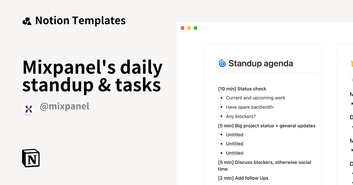 Mixpanel's daily standup & tasks Template by Mixpanel | Notion Marketplace