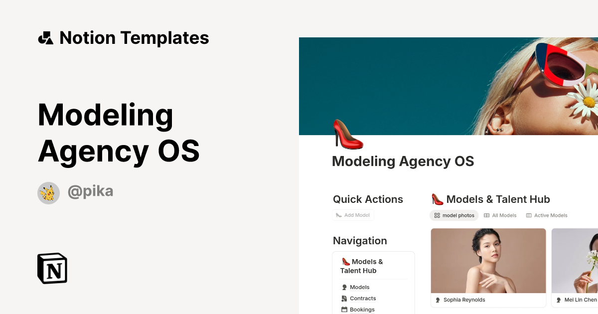 Modeling Agency OS Template by Pika | Notion Marketplace