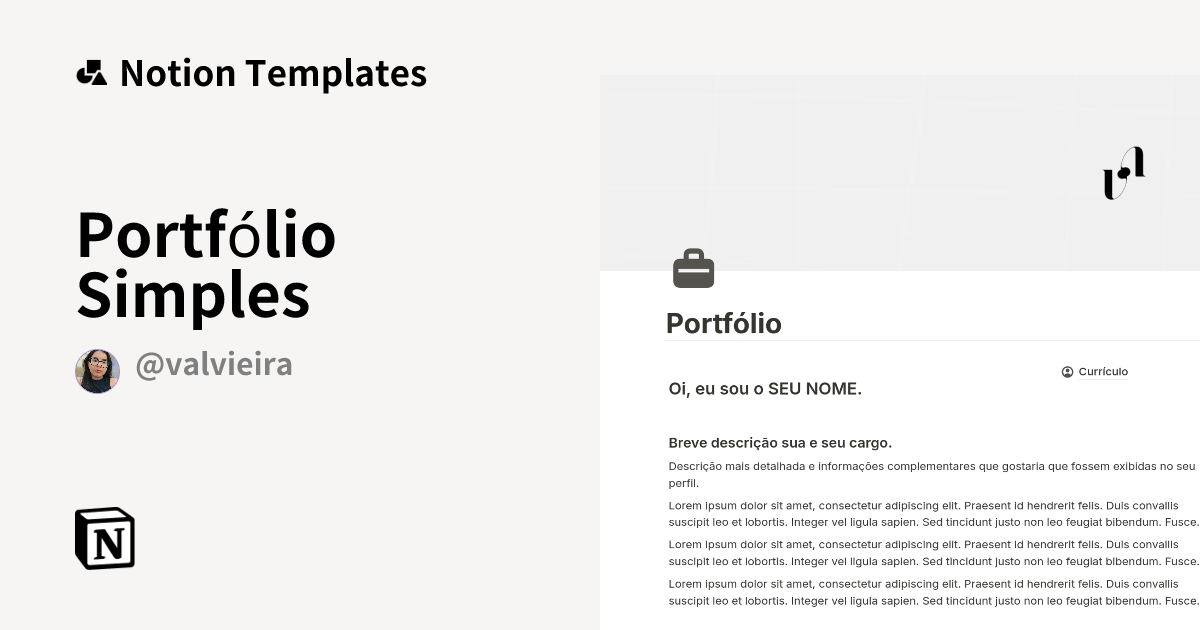 Portfólio Simples Template by Val | Notion Marketplace