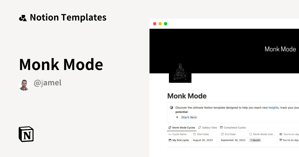 Monk Mode Template | Notion Marketplace