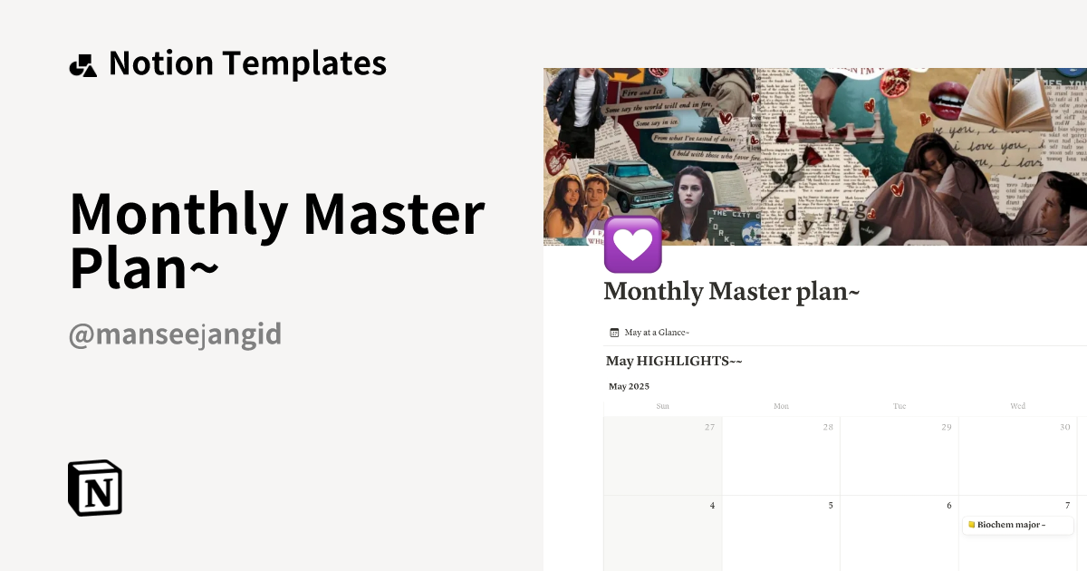 Monthly Master Plan~ Template | Notion Marketplace