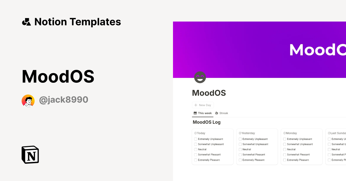 MoodOS Template by Jonathan Charette | Notion Marketplace