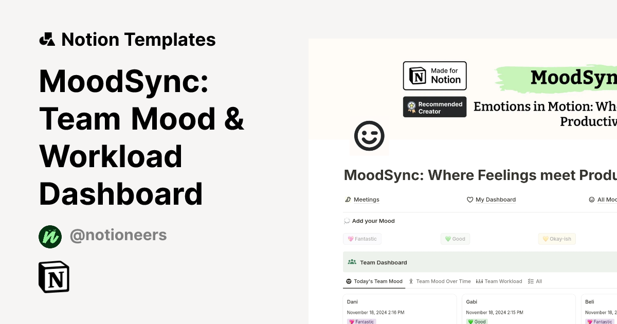 MoodSync: Team Mood & Workload Dashboard Template by Notioneers ...