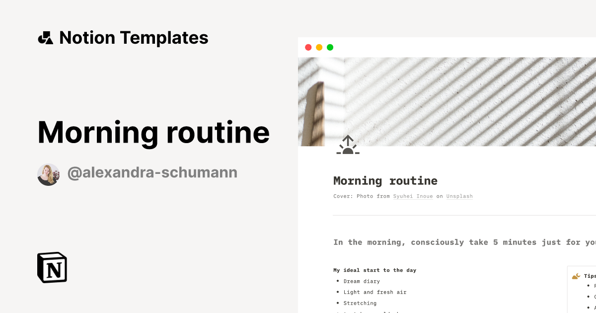 Morning routine Template | Notion Marketplace