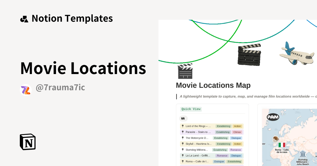 Movie Locations Template | Notion Marketplace