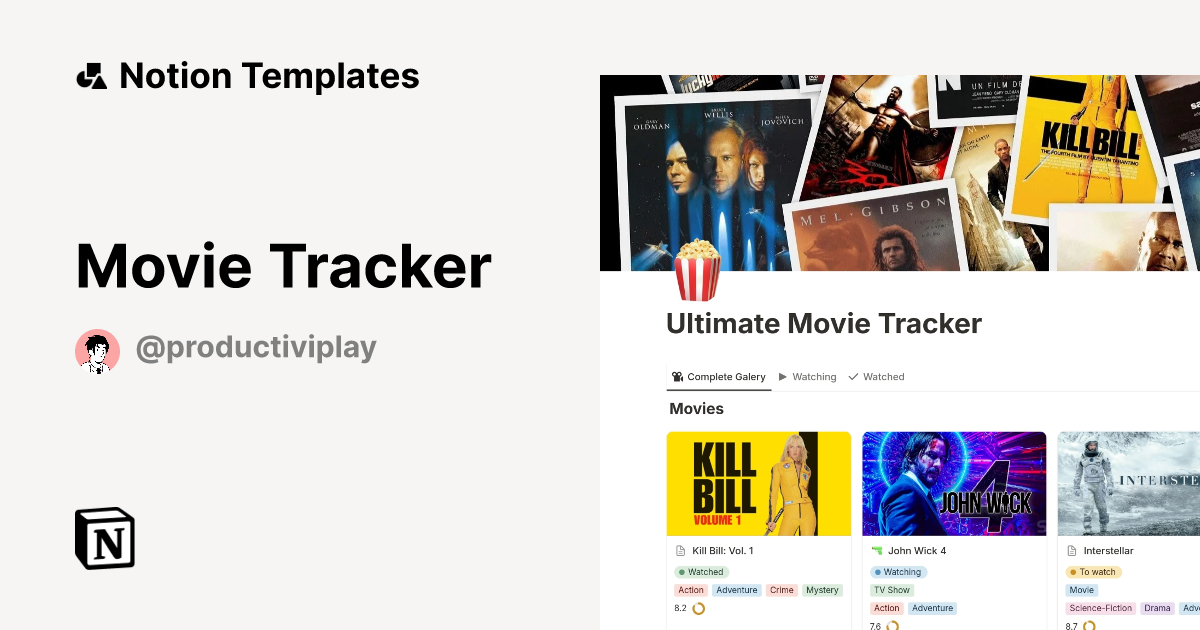 Movie Tracker Template | Notion Marketplace