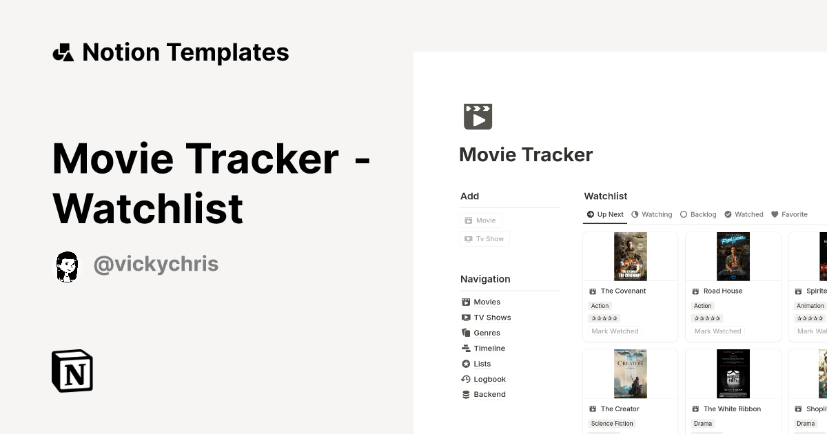 Movie Tracker - Watchlist Template | Notion Marketplace