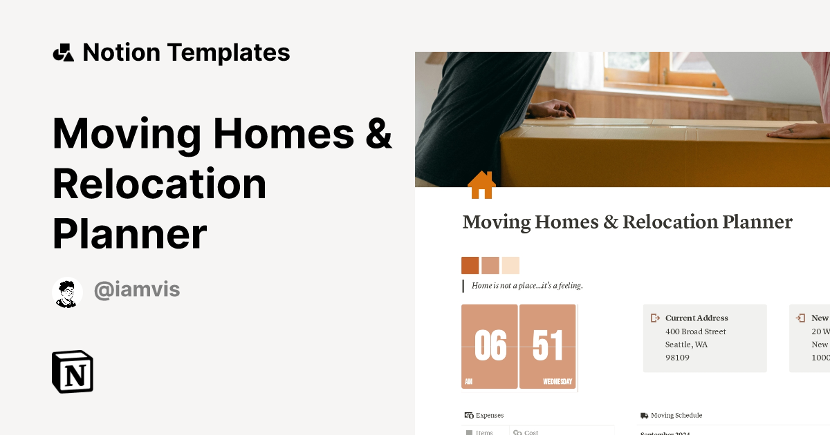 Moving Homes & Relocation Planner Template by Vis | Notion Marketplace