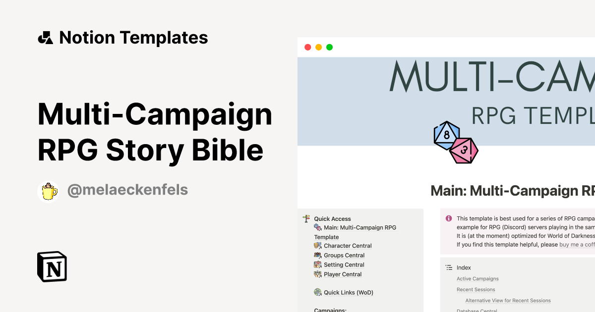 Multi-Campaign RPG Story Bible Template | Notion Marketplace