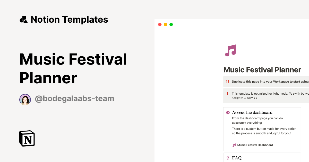 Music Festival Planner Template | Notion Marketplace