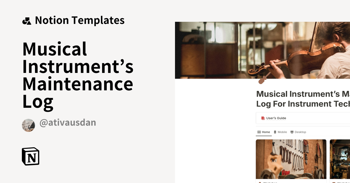 Musical Instrument’s Maintenance Log Template | Notion Marketplace