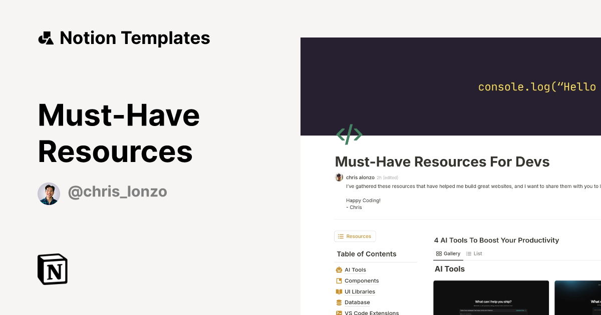 Must-Have Resources Template | Notion Marketplace
