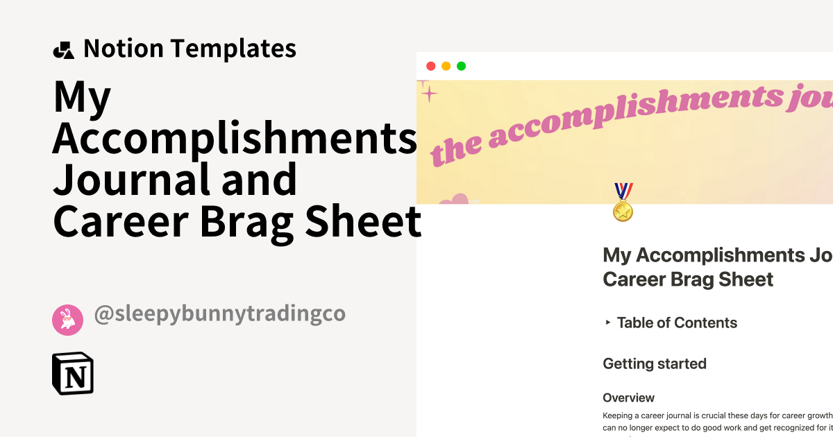 My Accomplishments Journal and Career Brag Sheet Template | Notion Marketplace