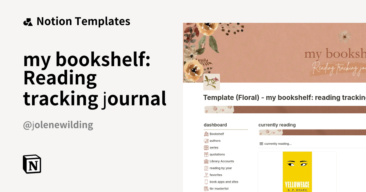 my bookshelf: Reading tracking journal Template | Notion Marketplace
