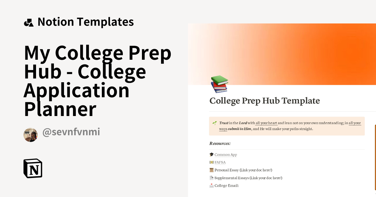 My College Prep Hub - College Application Planner Template by sevnfvnmi ...