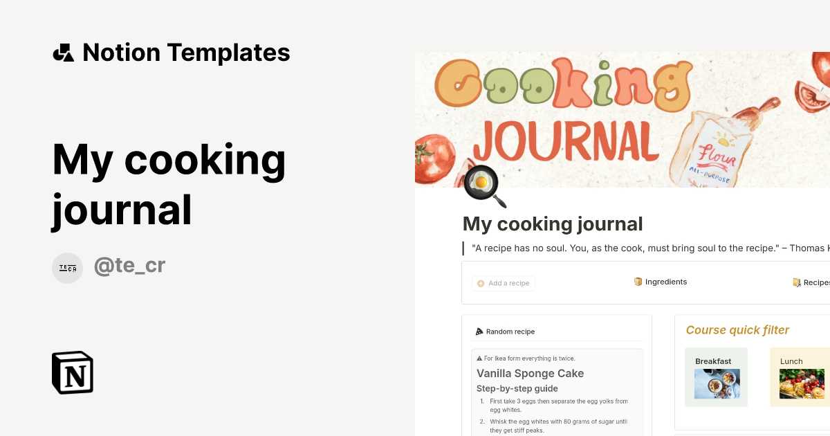 My cooking journal Template by TE_CR | Notion Marketplace