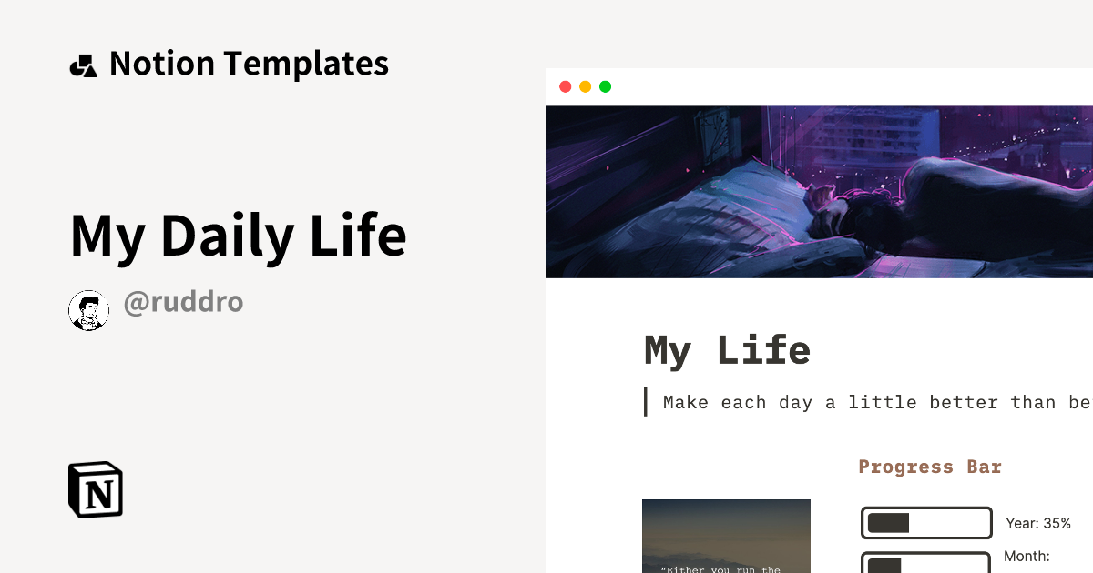 My Daily Life Template by Ruddro | Notion Marketplace