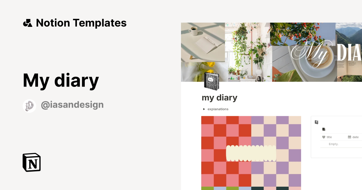 My diary Template by Iasan Design | Notion Marketplace