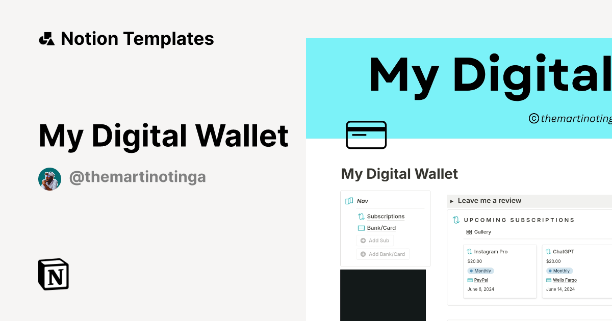My Digital Wallet Template | Notion Marketplace