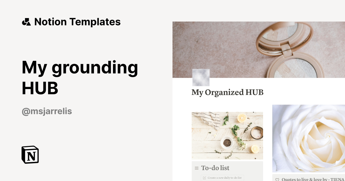 My grounding HUB Template by Jarrelis | Notion Marketplace