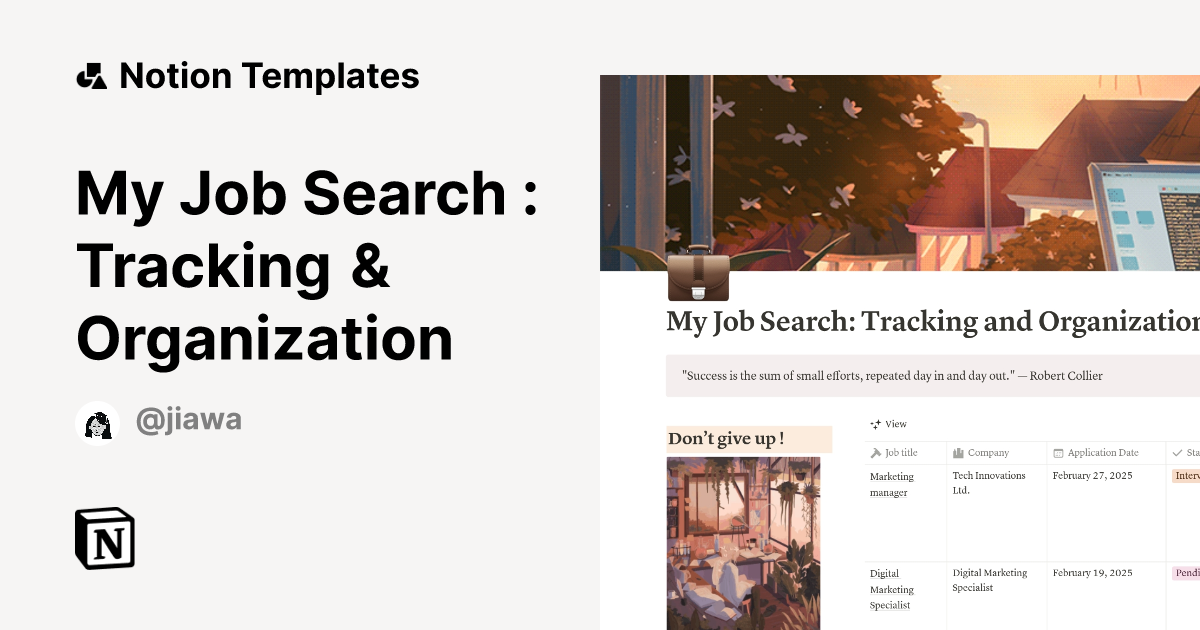 My Job Search : Tracking & Organization Template by jiawa | Notion ...
