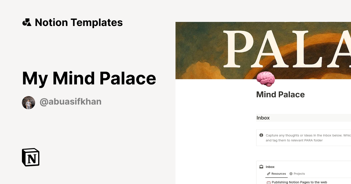 My Mind Palace Template by Abu Asif Khan Chowdhury | Notion Marketplace