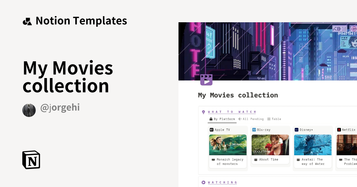 My Movies collection Template by Jorge HI | Notion Marketplace