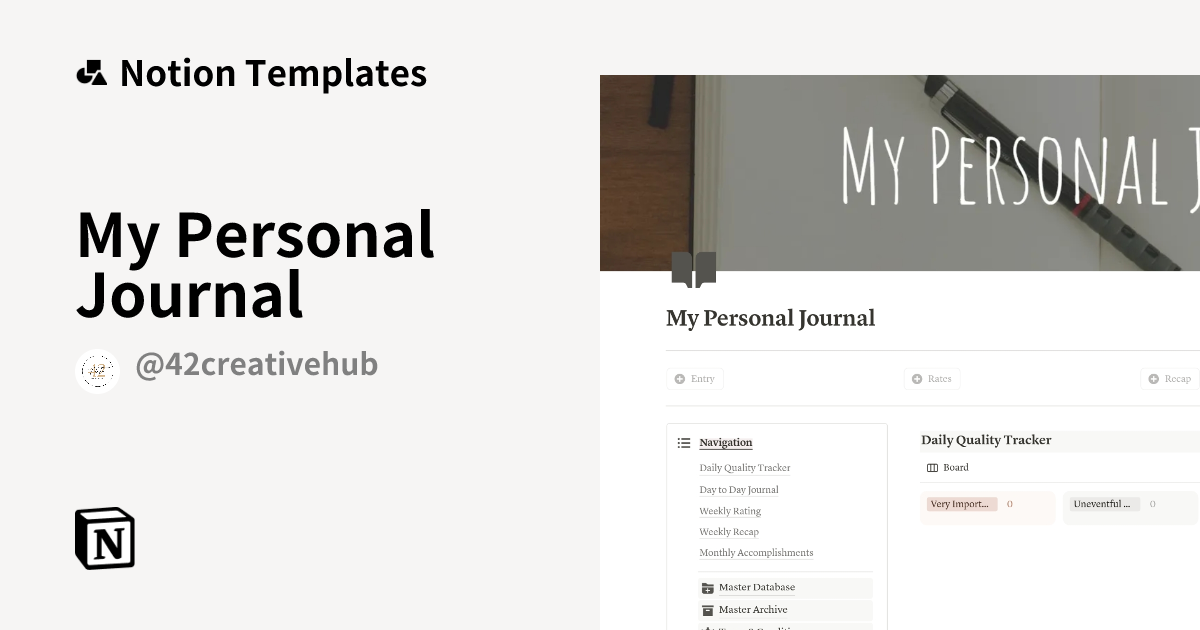 My Personal Journal Template | Notion Marketplace
