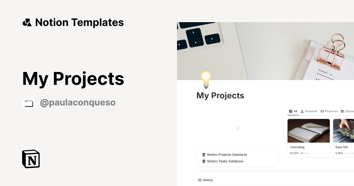 My Projects Template | Notion Marketplace