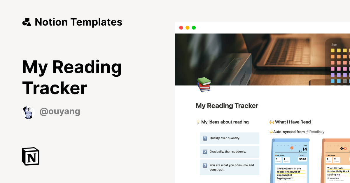 My Reading Tracker Template | Notion Marketplace
