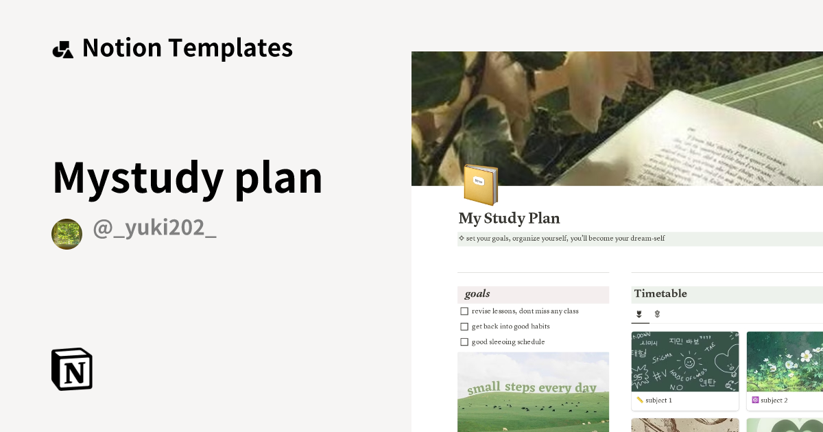 Mystudy plan Template | Notion Marketplace