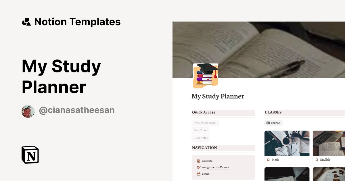 My Study Planner Template | Notion Marketplace