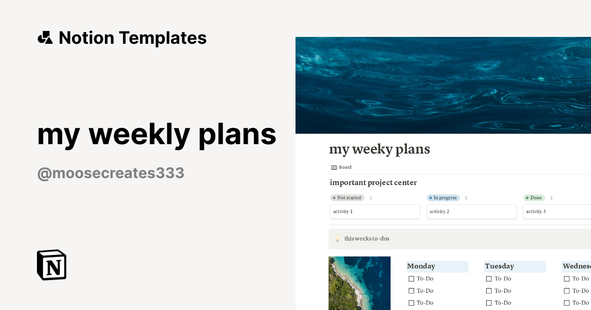 my weekly plans Template | Notion Marketplace
