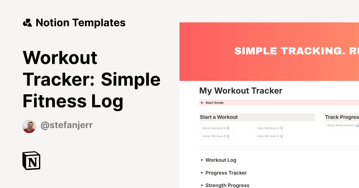 💪My Workout Tracker Template | Notion Marketplace