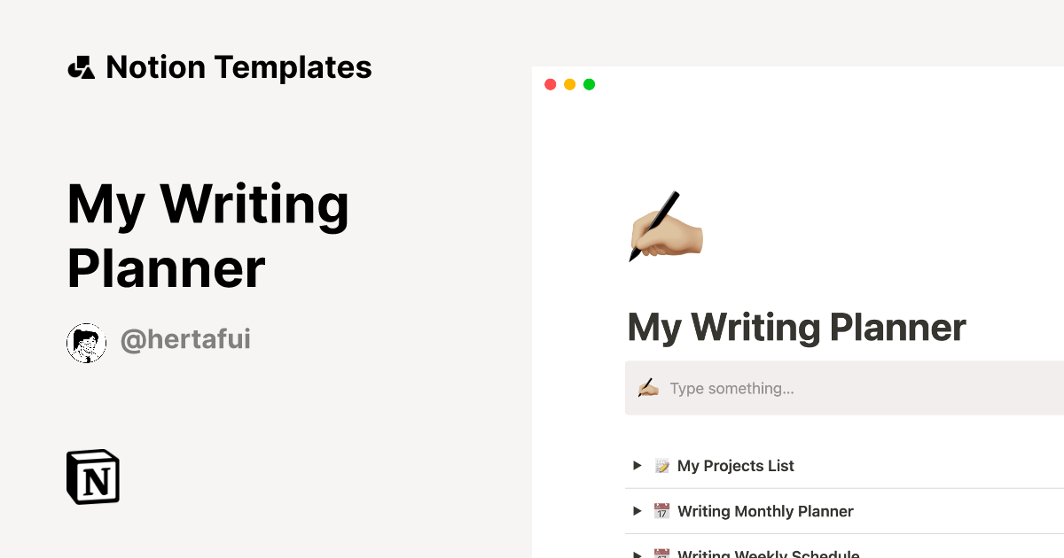 My Writing Planner Template | Notion Marketplace