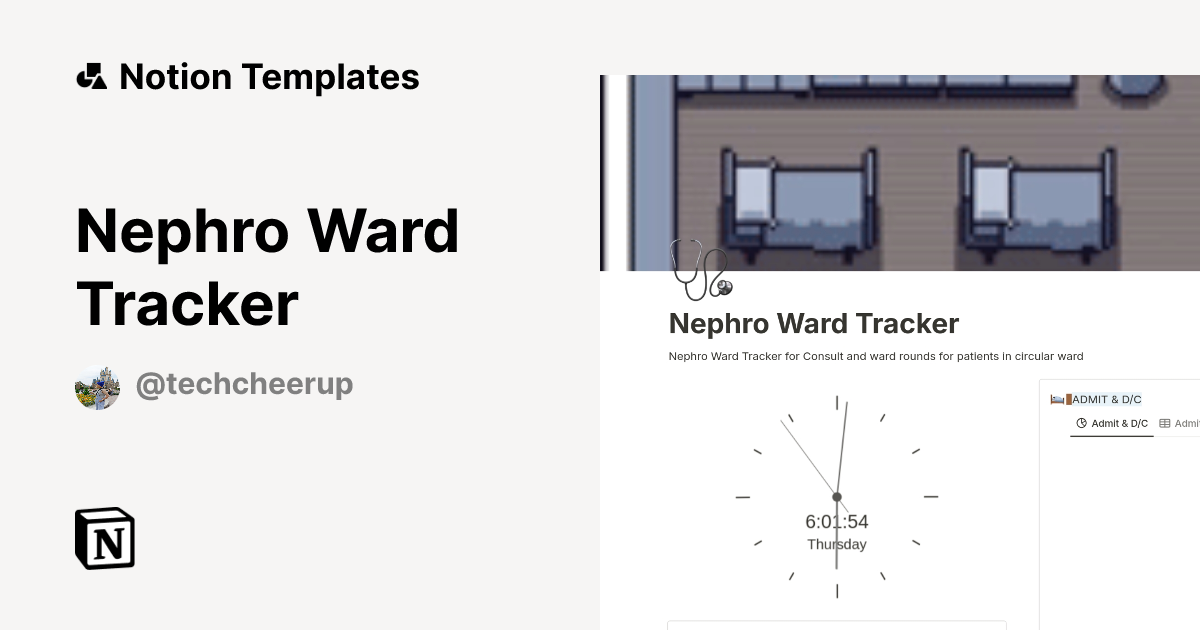 Nephro Ward Tracker Template by TECHCheerup | Notion Marketplace
