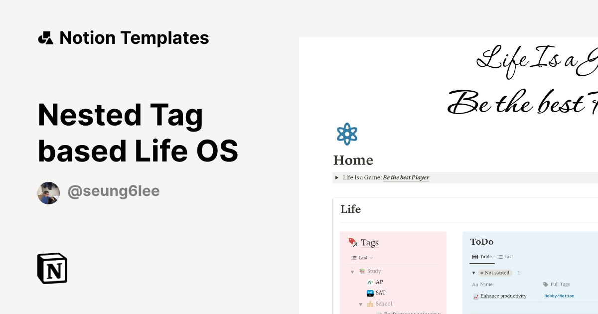Nested Tag based Life OS Template | Notion Marketplace