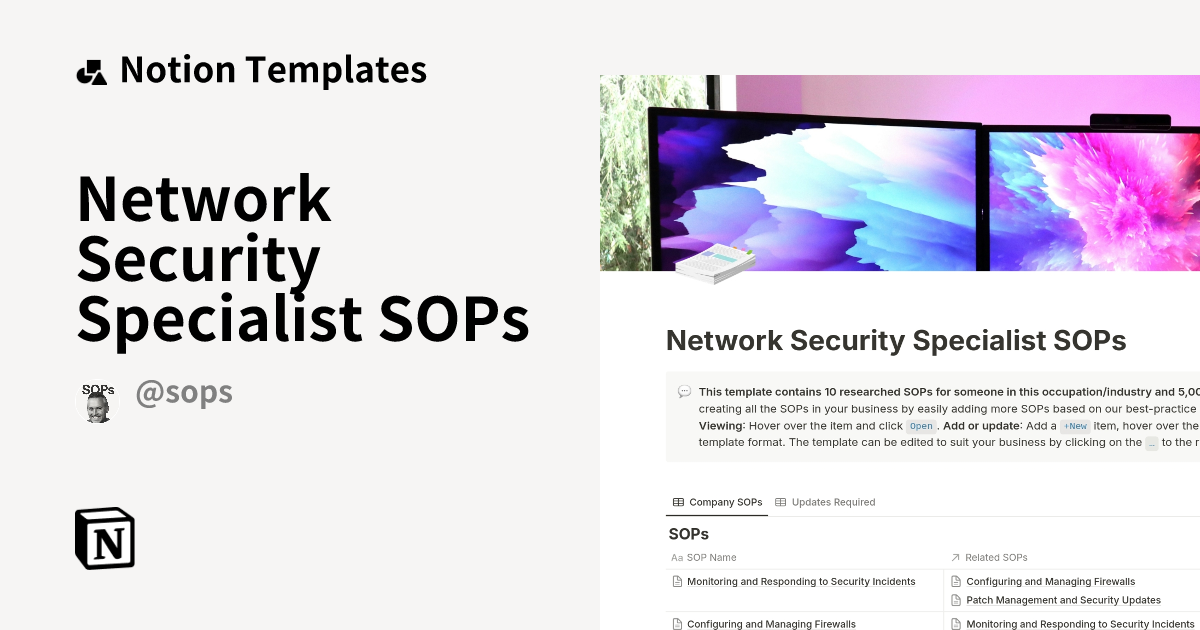 Network Security Specialist SOPs Template | Notion Marketplace