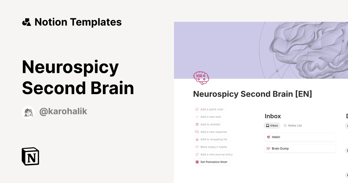 Neurospicy Second Brain Template by karohalik | Notion Marketplace