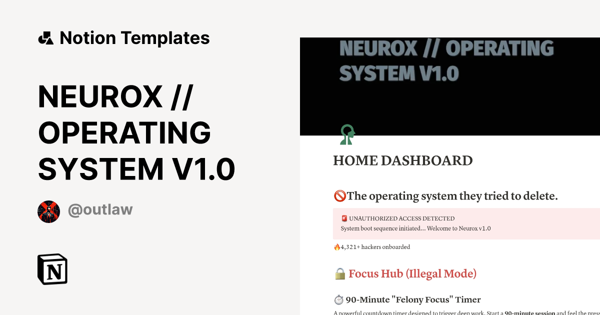 NEUROX // OPERATING SYSTEM V1.0 Template | Notion Marketplace