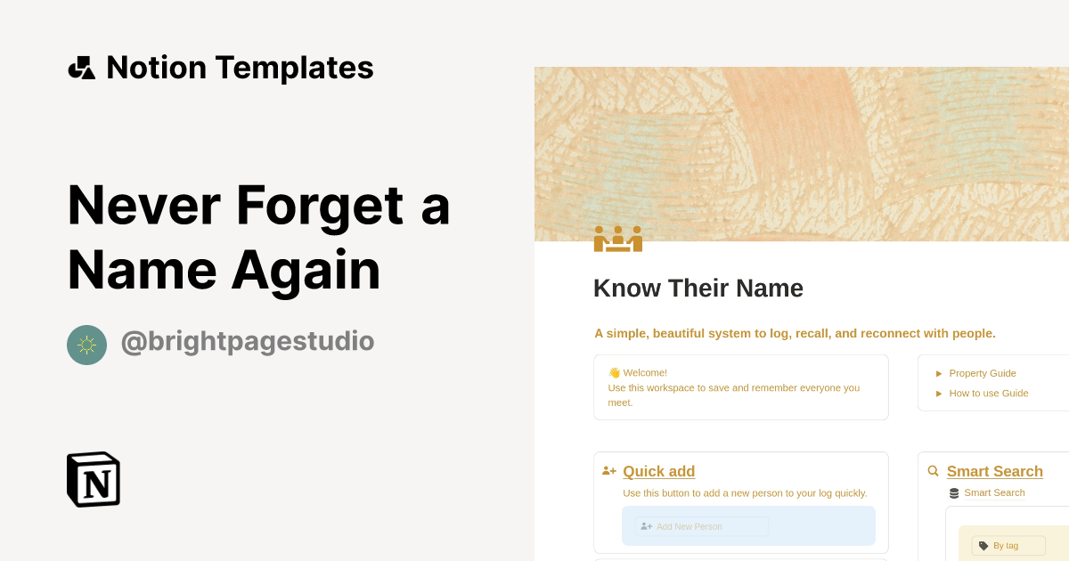 Never Forget a Name Again Template | Notion Marketplace